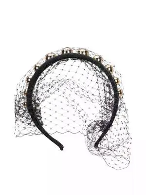 Red Valentino Beaded Veil Headband