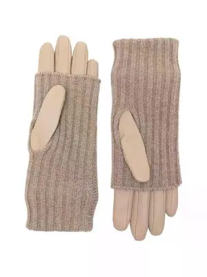 Loewe Ribbed Panel Gloves - Neutrals