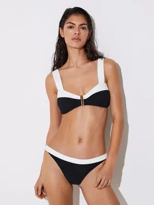 REISS Abby Color-block Bikini Bottoms - Black/ivory