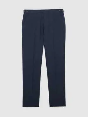 REISS Fibre Side Adjuster Wool Textured Tailored-fit Trousers