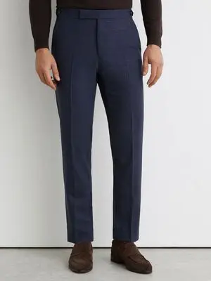 REISS Fibre Side Adjuster Wool Textured Tailored-fit Trousers