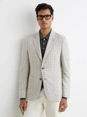 REISS Canty Houndstooth Tailored-fit Blazer