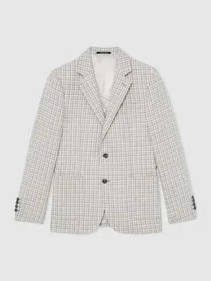 REISS Canty Houndstooth Tailored-fit Blazer