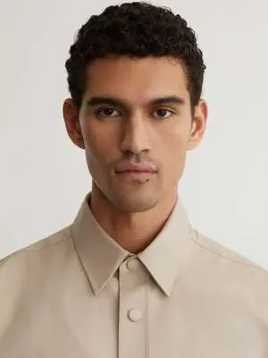REISS Elmore Monogram Embroidered Relaxed Overshirt Stretch-cotton