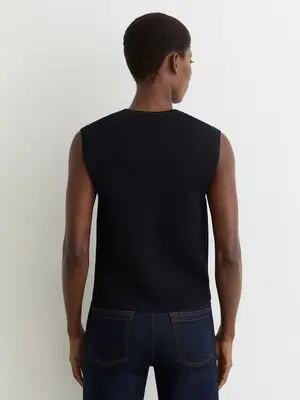 REISS Ria Textured-knit Waistcoat - Navy