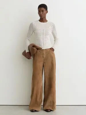 REISS Pointelle-knit Long-sleeve Top