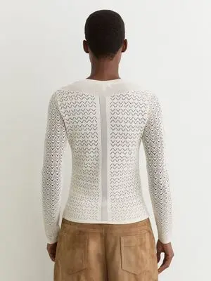 REISS Pointelle-knit Long-sleeve Top