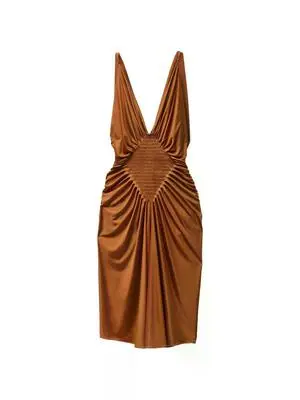 Versace V-neck Gathered Dress