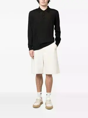 GOLDEN GOOSE Long-sleeve Knitted Polo Shirt - Black
