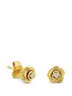 SYDNEY EVAN 14kt Yellow Rose Stud Earrings - Gold
