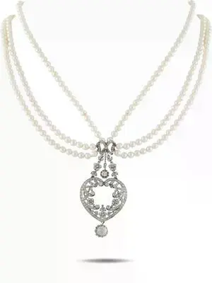 LB EXCLUSIVE Diamond-embellished Pendant Pearl Necklace - Silver