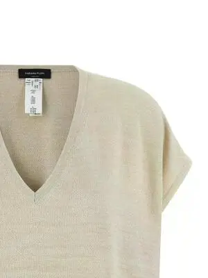 Fabiana Filippi V-neck Short Sleeve Sweater - Neutrals