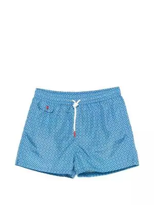 Kiton Printed Swim Shorts - Blue