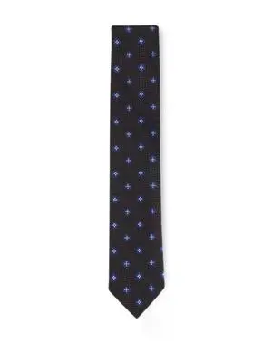 Zegna Houndstooth Floral Neck Tie - Black