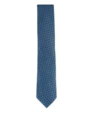 Zegna Geometric-pattern Tie - Blue