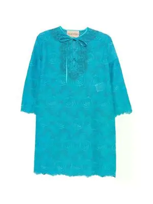 Valentino Garavani Broderie Anglaise Mini Dress - Blue