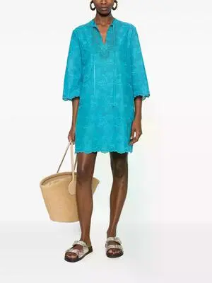 Valentino Garavani Broderie Anglaise Mini Dress - Blue