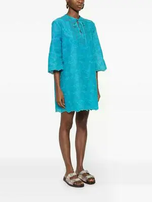 Valentino Garavani Broderie Anglaise Mini Dress - Blue