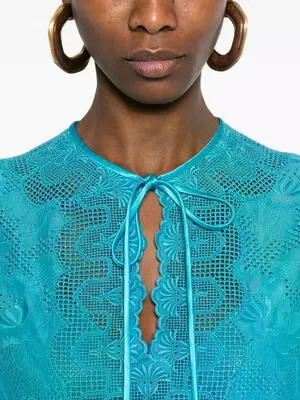 Valentino Garavani Broderie Anglaise Mini Dress - Blue
