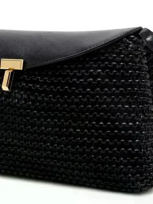 TOTEME T-lock Woven Leather Clutch - Black