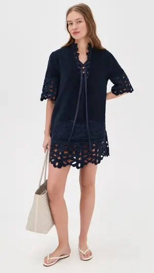 Sea Leila Eyelet Tunic Dress - Navy