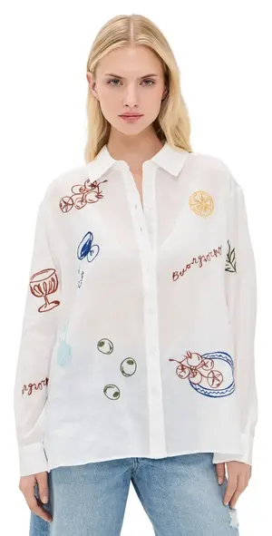 Astr The Label Trace Picnic Embroidered Shirt