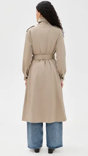 Avec Les Filles Funnel Neck Maxi Trench Coat