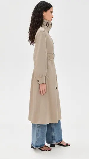 Avec Les Filles Funnel Neck Maxi Trench Coat