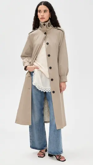 Avec Les Filles Funnel Neck Maxi Trench Coat