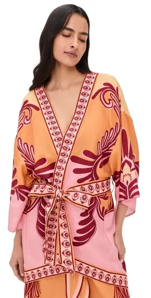 Farm Rio Printed Linen-blend Kimono