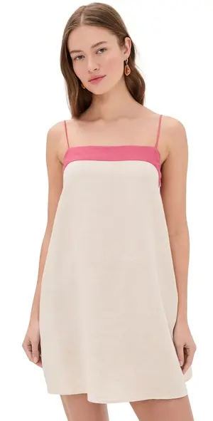 Staud Laura Linen Mini Dress - Blush Canyon