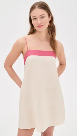 Staud Laura Linen Mini Dress - Blush Canyon
