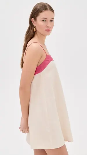 Staud Laura Linen Mini Dress - Blush Canyon