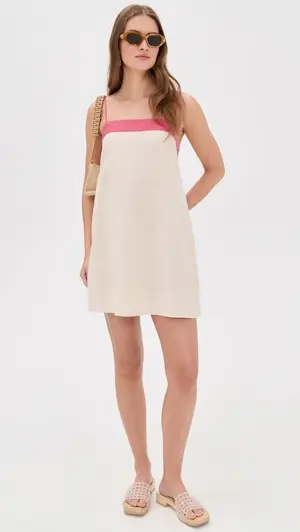 Staud Laura Linen Mini Dress - Blush Canyon