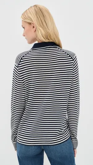 Theory Striped Long Sleeve Polo