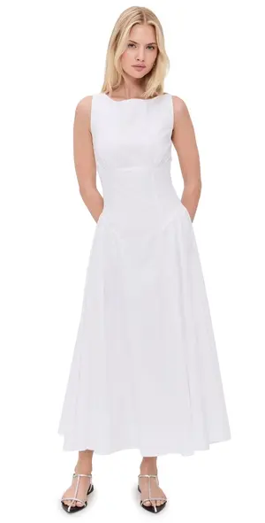Staud Gwen Midi Dress - White