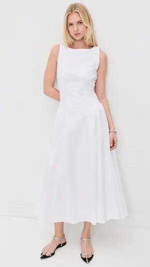 Staud Gwen Midi Dress - White