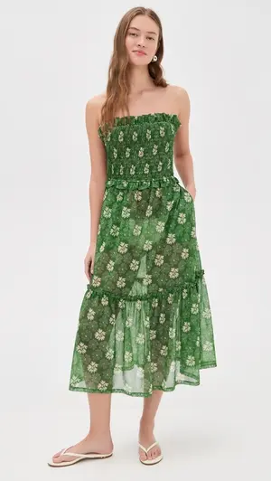 Sea Gloria Floral Print Smocked Midi Dress