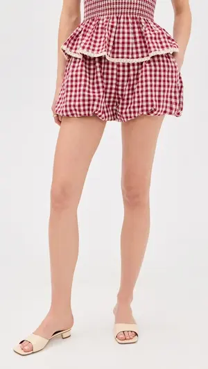 MAUDE CLUB Gingham Capri Shorts