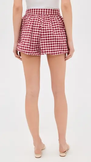 MAUDE CLUB Gingham Capri Shorts