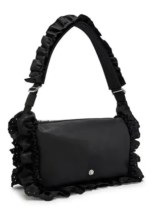 Simone Rocha Pillowcase Ruffled Nylon Shoulder Bag - Black
