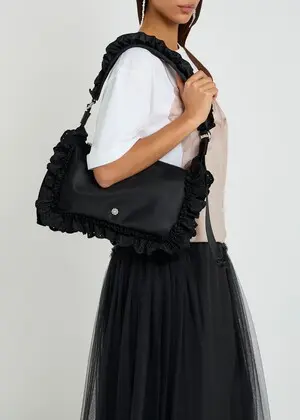 Simone Rocha Pillowcase Ruffled Nylon Shoulder Bag - Black