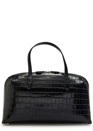 TOTEME Lounge Medium Crocodile-effect Leather Top Handle Bag - Black