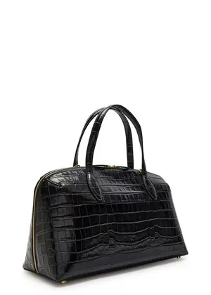 TOTEME Lounge Medium Crocodile-effect Leather Top Handle Bag - Black