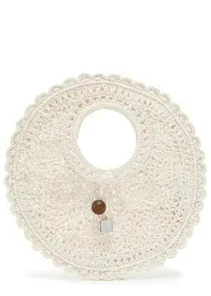 Jacquemus Le Petit Rond Spiaggia Raffia Basket Bag - White