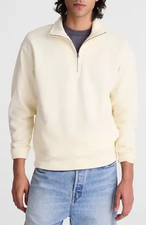 Madewell Quarter Zip Loopback Terry Sweatshirt - Vintage Canvas