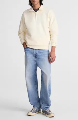 Madewell Quarter Zip Loopback Terry Sweatshirt - Vintage Canvas