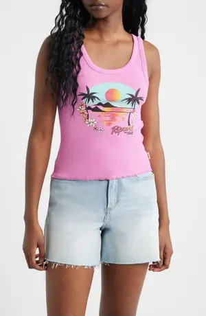 Rip Curl Hotel Malibu Graphic Tank - Pink