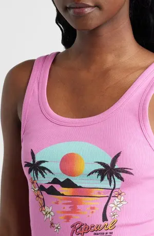 Rip Curl Hotel Malibu Graphic Tank - Pink