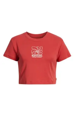 Rip Curl Pacific Coast Embroidered Baby Tee - Red